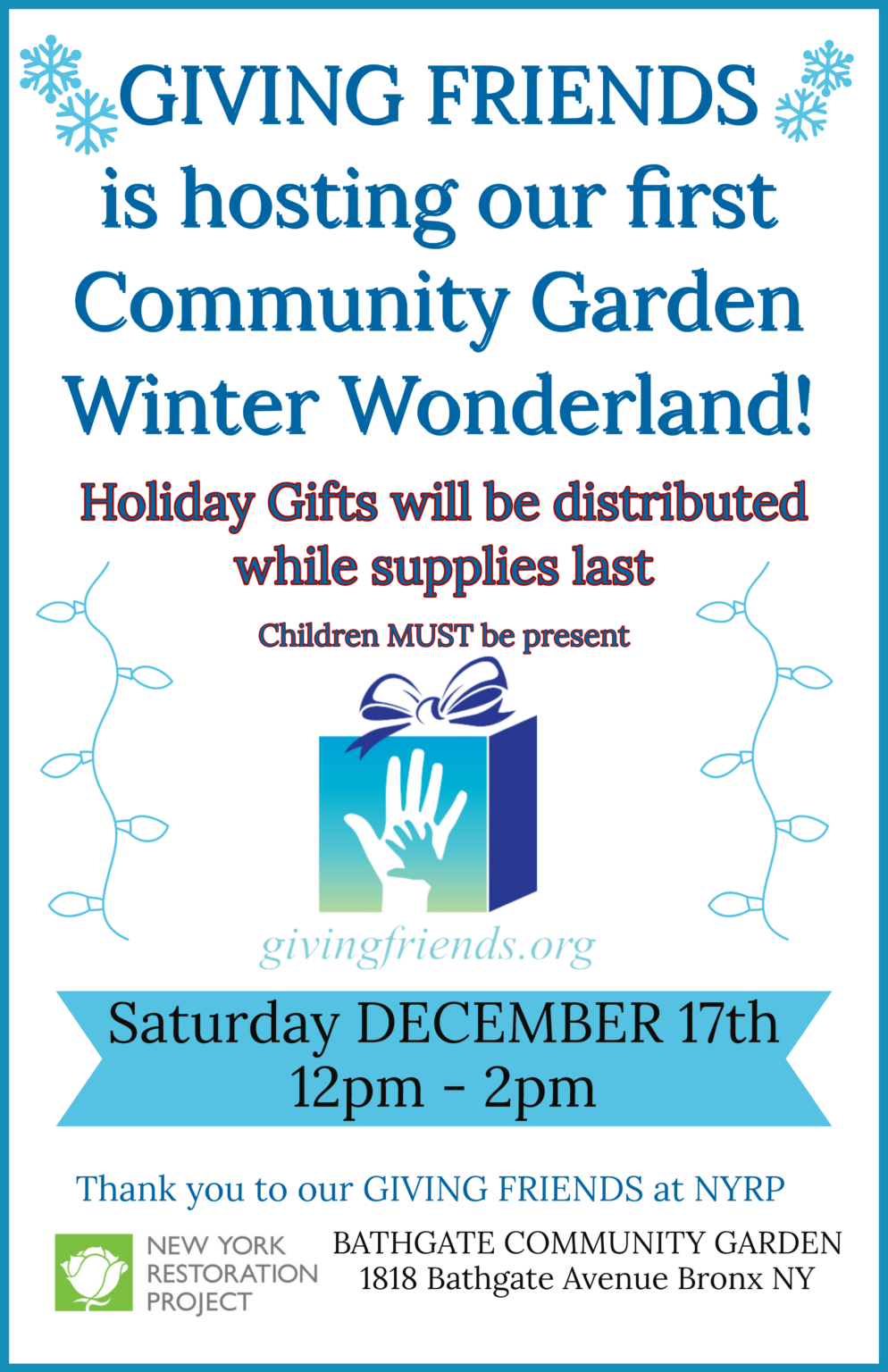 Giving Friends x NYRP Holiday Winter Wonderland - New York Restoration ...