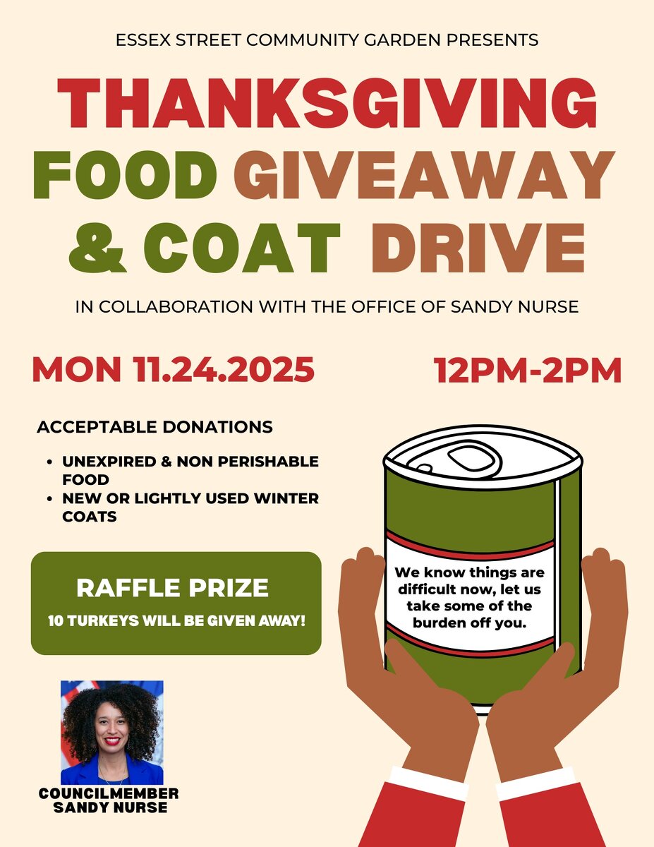 Thanksgiving Food Giveaway & Coat Drive - Essex St. Community Garden ...
